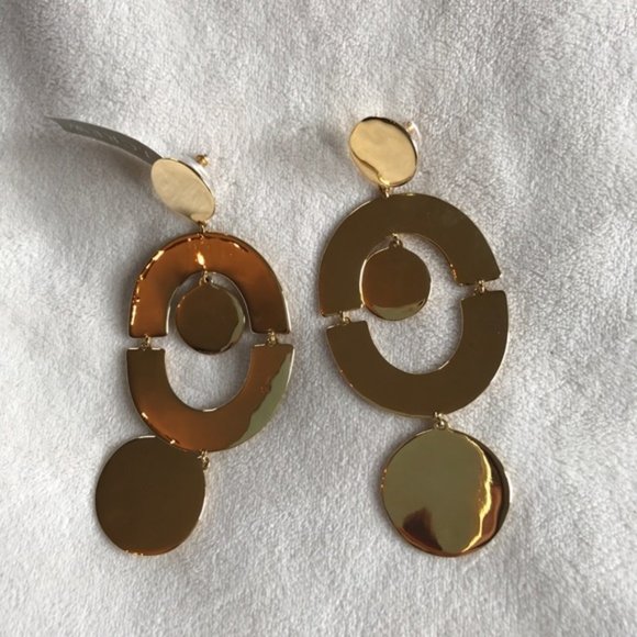 J. Crew | Jewelry | J Crew Goldtone Geometric Statement Earrings Nwt ...
